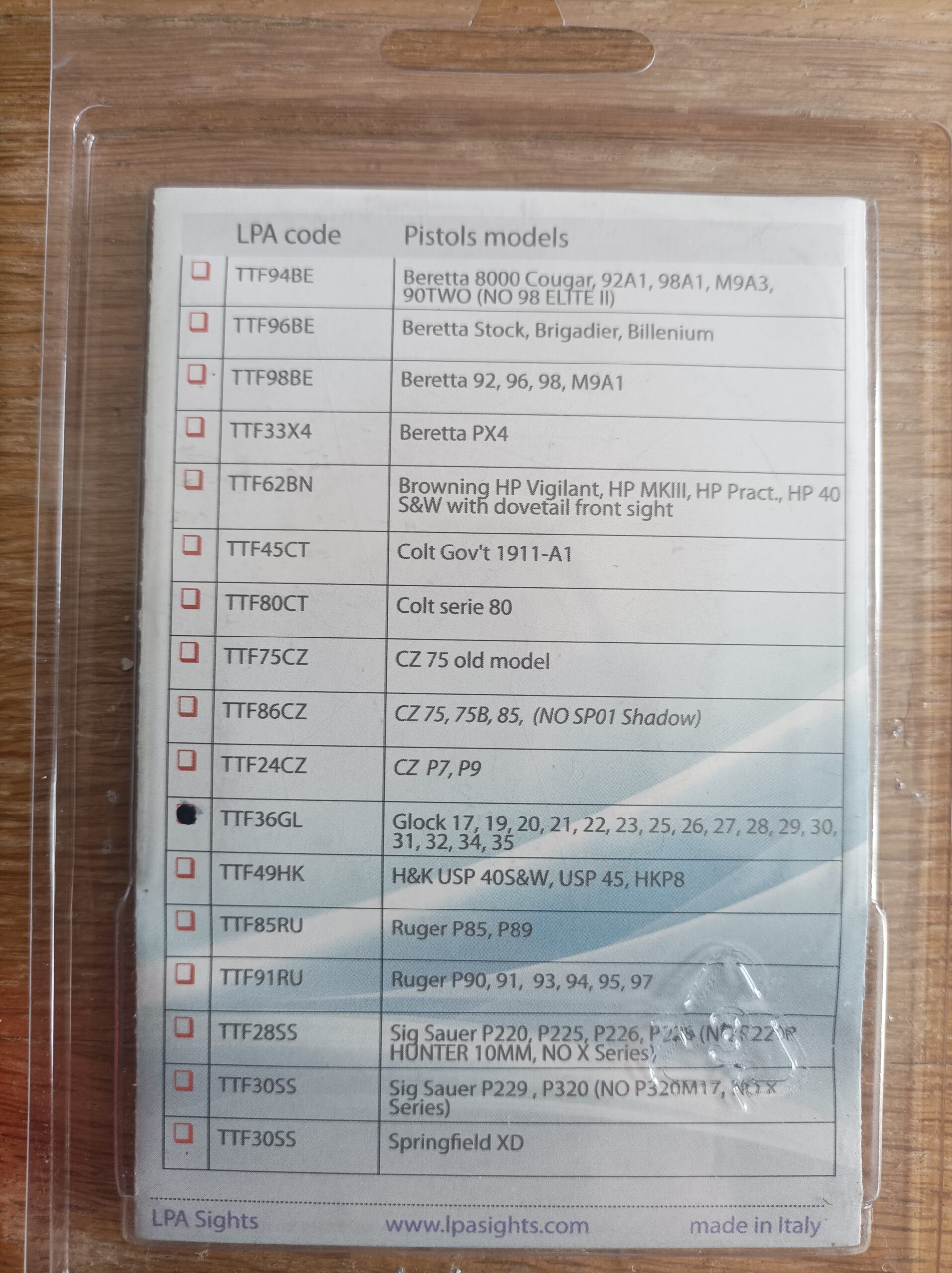organe de visée fibre optique LPA Glock